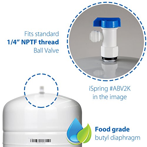 iSpring T55M 5.5 Gallon Residential Pre-Pressurized Water Storage Tank for Reverse Osmosis (RO) Systems, White