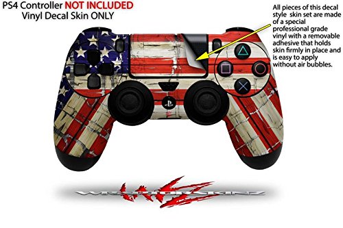 WraptorSkinz Skin compatible with Sony PS4 Dualshock Controller PlayStation 4 Original Slim and Pro Painted Faded and Cracked USA American Flag (CONTROLLER NOT INCLUDED)