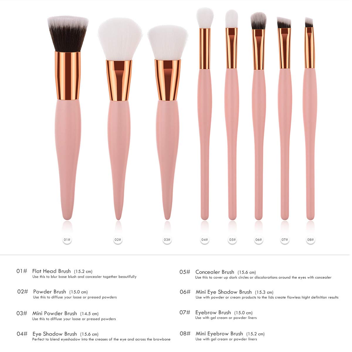 Hot Makeup Brushes Eyebrow Makeup Foundation Brush Tools Wooden 8PCS Cosmetic Brush Sets Eyeshadow Brush Girls Makeup Brushes