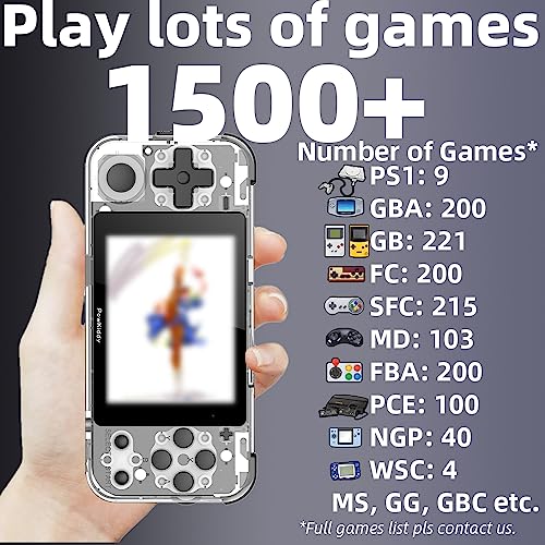 Q90 Handheld Game Console 3 inch Retro Handheld Video Games Consoles Built-in Classic Games Rechargeable Battery Portable Style Hand Held Game Consoles System Transparent