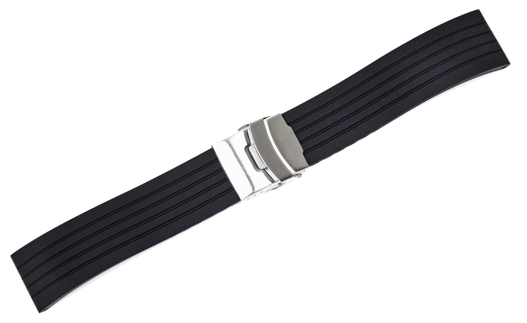deBeer 20mm Oris Style Compatible Divers Clasp Rubber Replacement Watch Band - Black