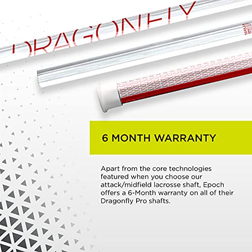 Epoch Dragonfly Pro Defensive/LSM Concave Lacrosse Shaft - Premier Lacrosse Equipment with Flex iQ8 and Epoch's Proprietary Technologies- Engineered for The Offensive-Minded Defender, Red