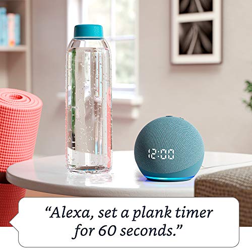Echo Dot (4th Gen) with Clock | Twilight Blue with Sengled Bluetooth Color bulb | Alexa smart home starter kit