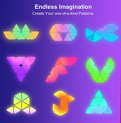 Triangle LED Light Panels, Triangle Lights with 6 Connection Ports, Real RGBIC Gaming Lights for Gaming Setup, Smart Wall Lights for Bedroom App Control Music Sync for Gaming Room Streaming, 6 Pack
