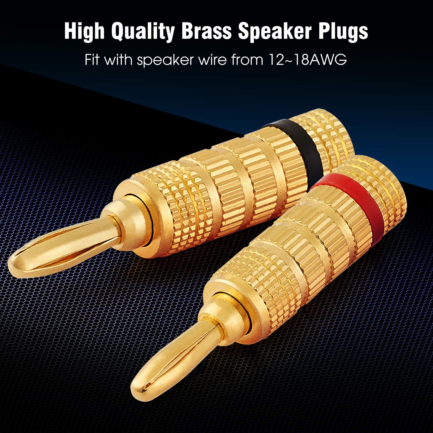 WGGE WG-3333 24k Gold Plated Speaker Banana Plugs-Closed Screw Type (10 Pairs (20 PLUGS))