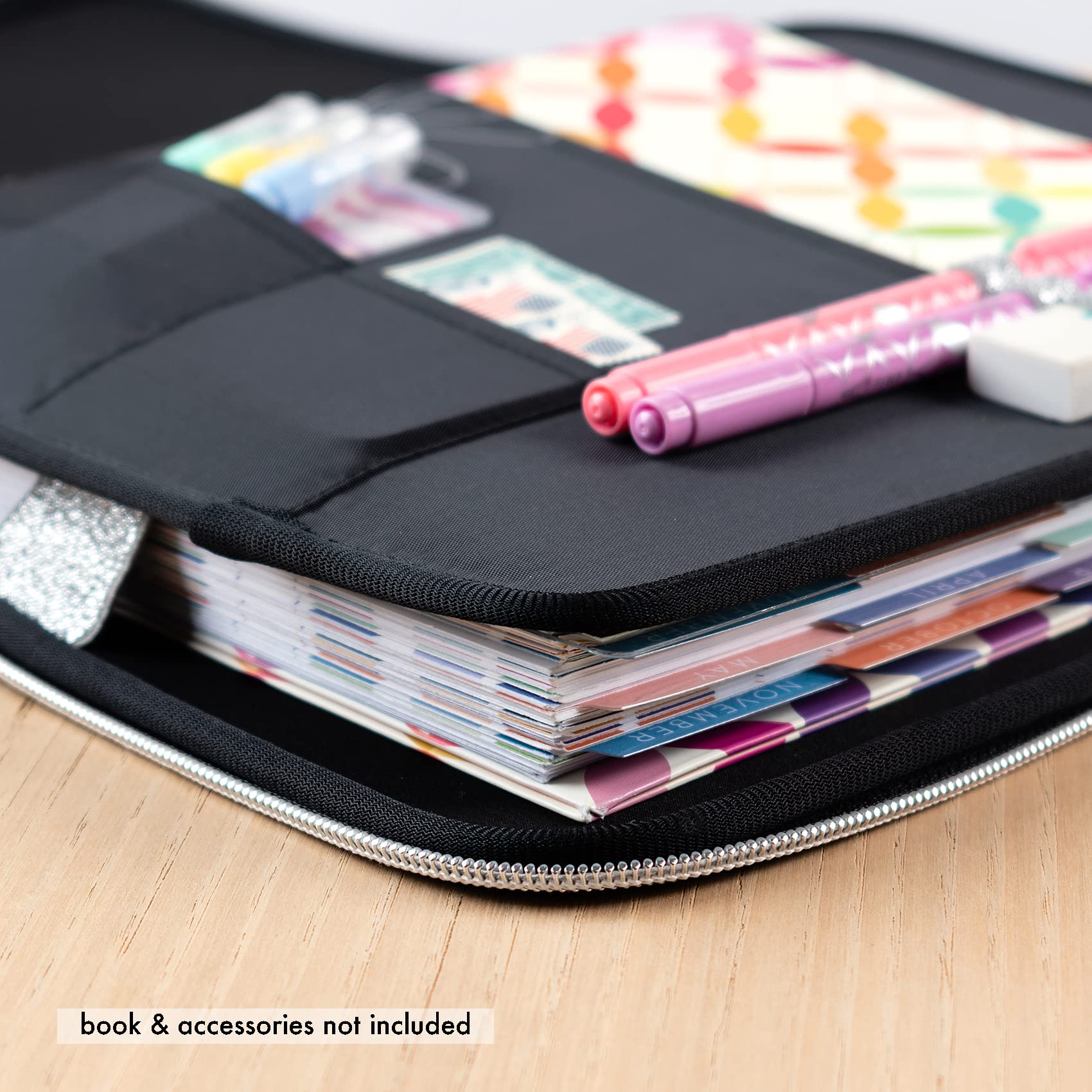 Erin Condren Medium Planner Folio- Flora Dahlia, Perfect Organizer for Documents, Planners, Notebooks or Devices Up to 7" x 9". Portfolio Case Holder with Zipper and Inner Pouch