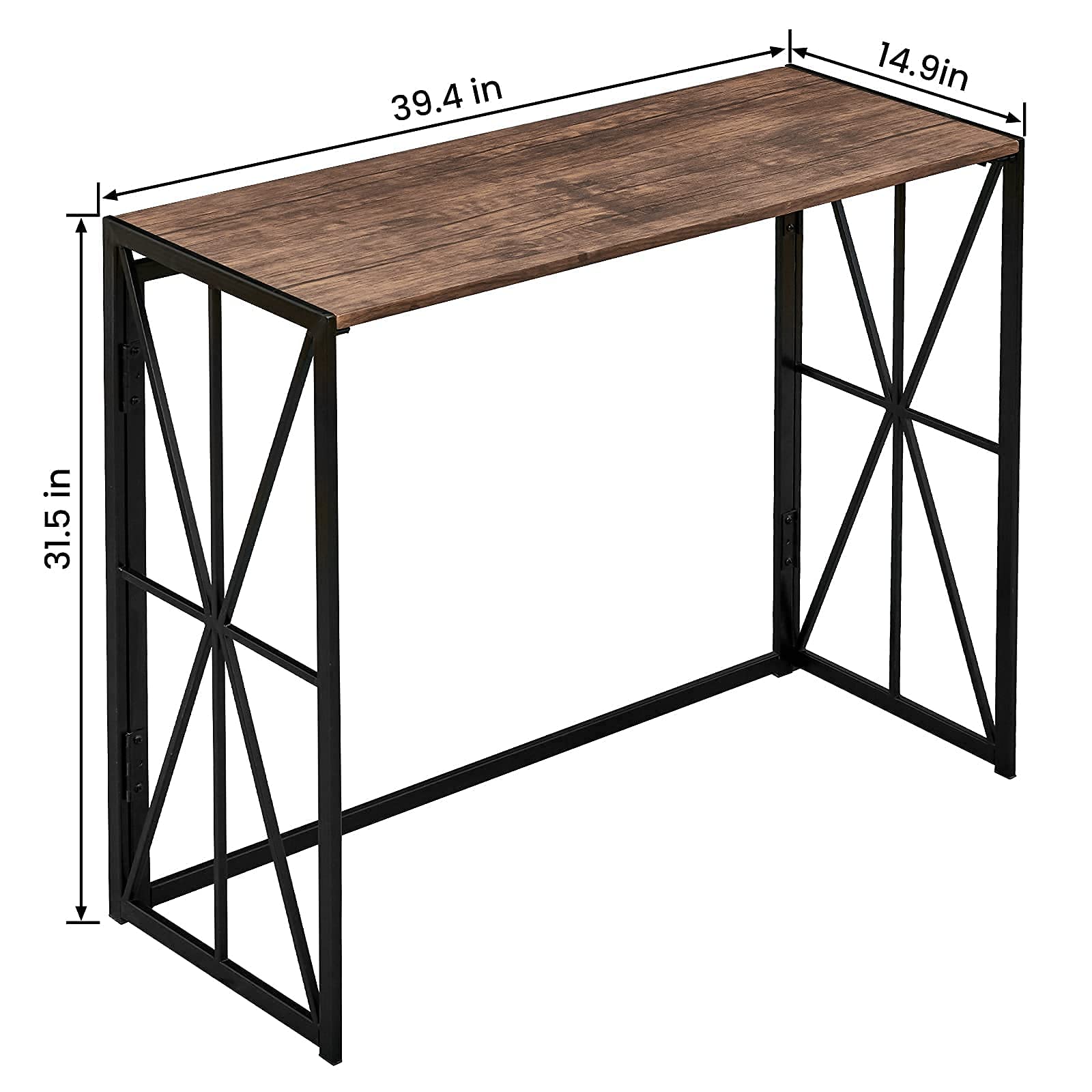 Console Sofa Table for Entryway No Assembly Couch Hallway Wall Table Folding Living Room TV Stand Narrow Entrance Foyer Table Industrial Kitchen Buffet Bar Height Table with Metal X-Frame,Rustic Brown