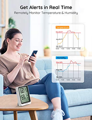 Govee Bluetooth Thermometer Hygrometer with 4.5 Inch Large Backlight LCD Touchscreen, Digital Temperature Humidity Monitor with App Alerts, 2 Years Data Record & Export, for Nursery Room Greenhouse