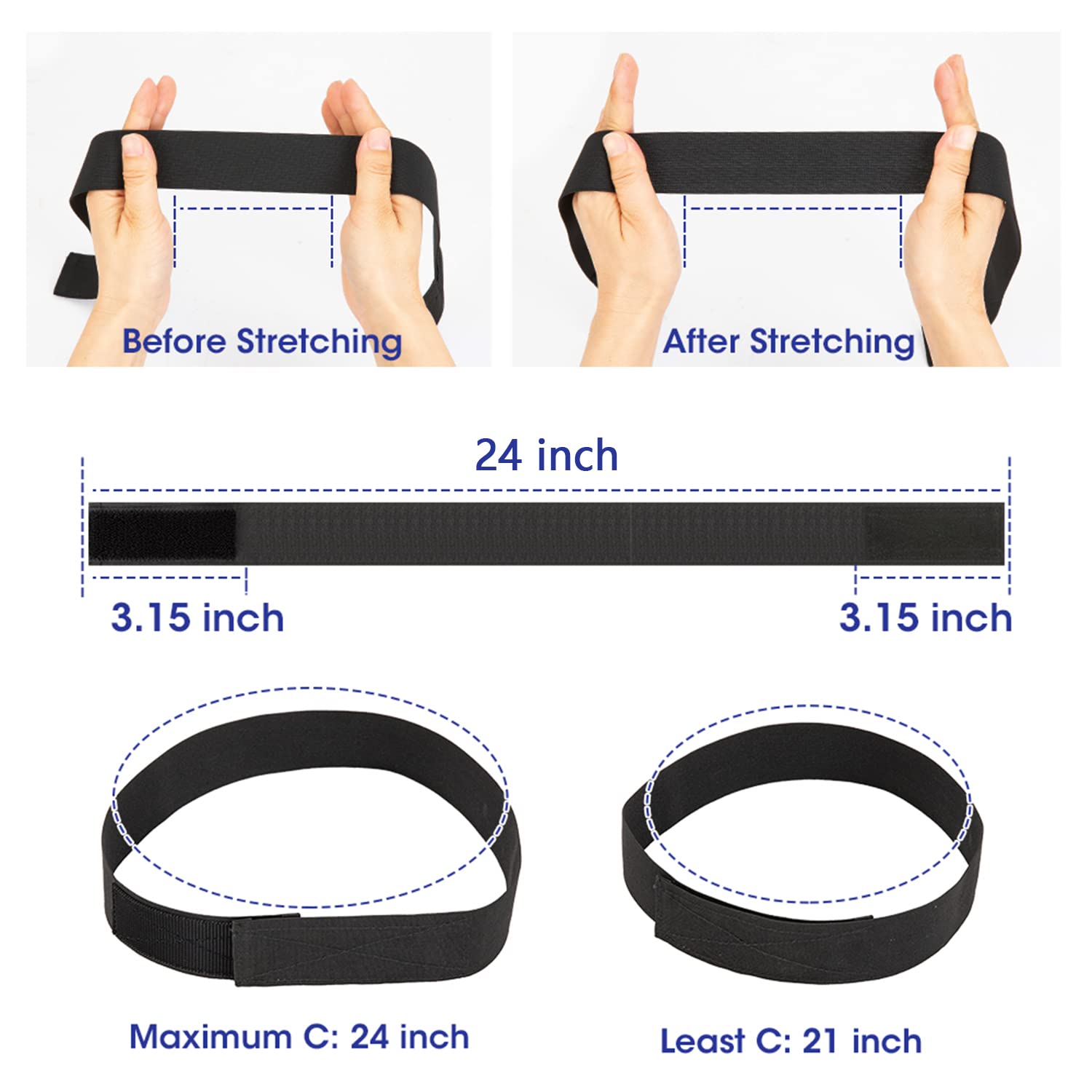 Elastic Band for Wigs 3.5Cm Edges Bands with Velco Ends, 2PCS Adjustable Elastic Band for Wigs, Elastic Headband Edge Laying Band For Baby Hair Closure Frontal Wigs