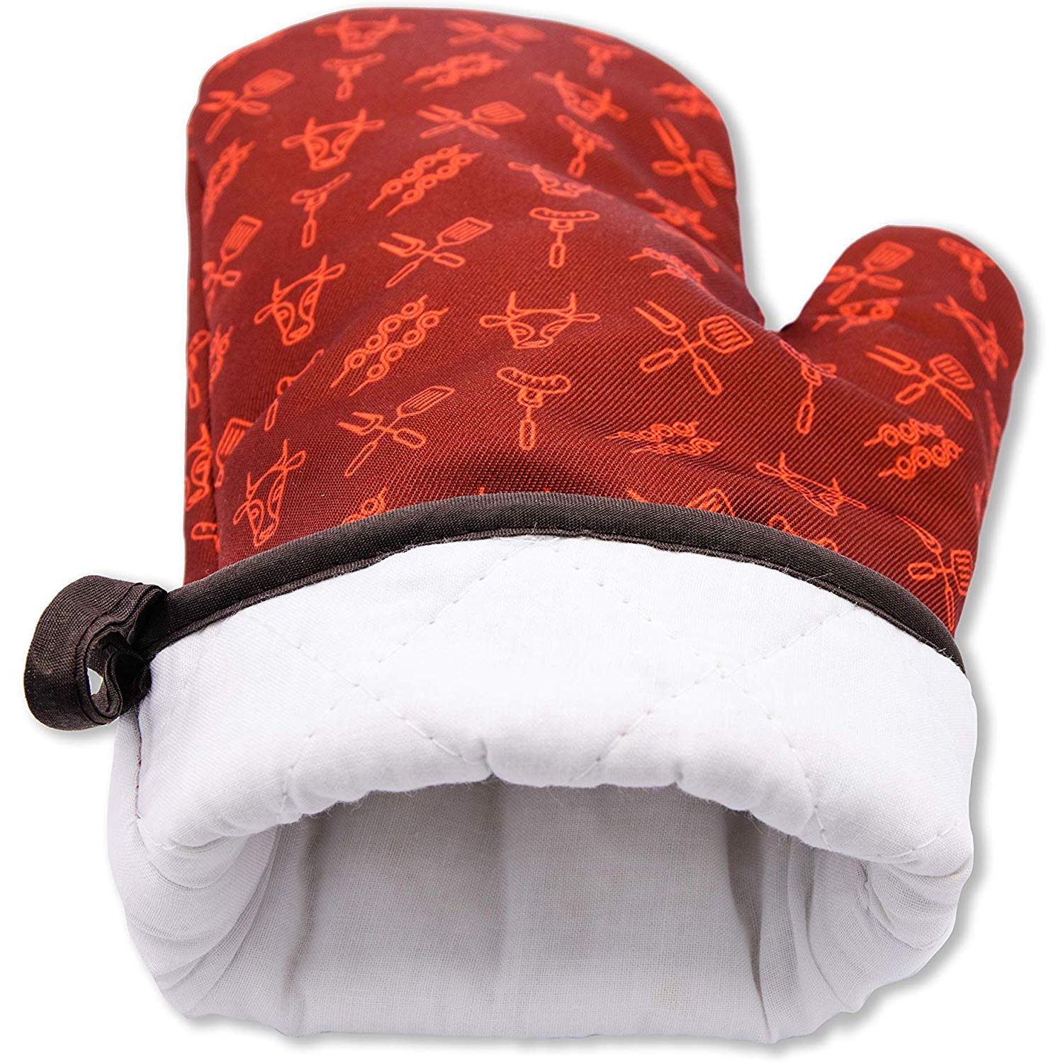 Funny Heat Resistant Oven Mitt Pot Holder Glove - Kitchen Gift for Women and Men - Cooking, Baking, BBQ and Animal Lovers (Grill Master)