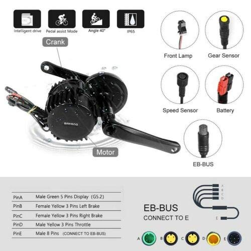 CONHIS MOTOR Electric Bicycle Conversion Kits with Lithium Battery 36V 500W 8fun BBS02 Mid Drive Electric Mountain Bike