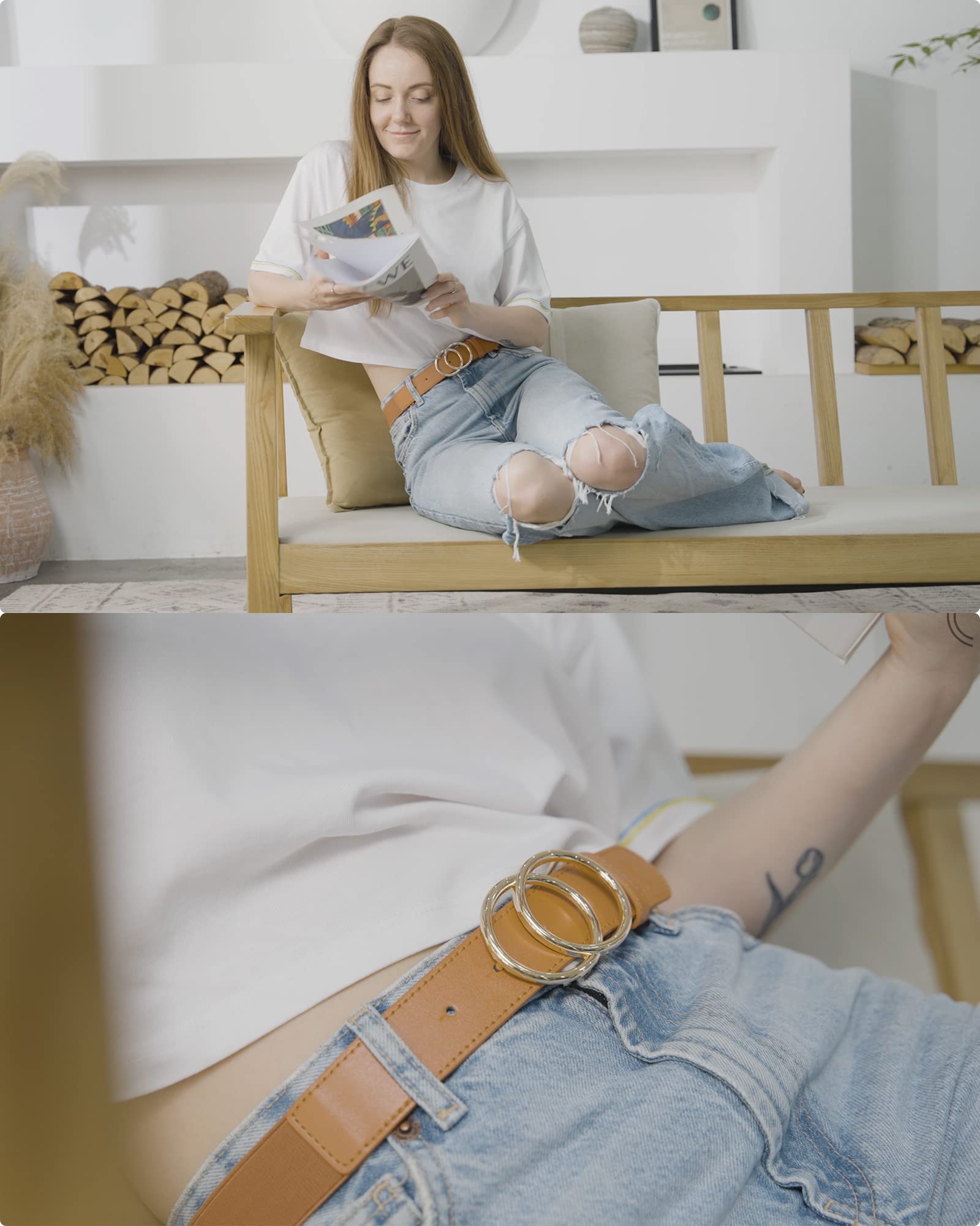 Elastic Belt for Women - CR 1.25" Stretch Waist Belts for Women for Dresses Jeans - Fully Adjustable for Comfort Fit