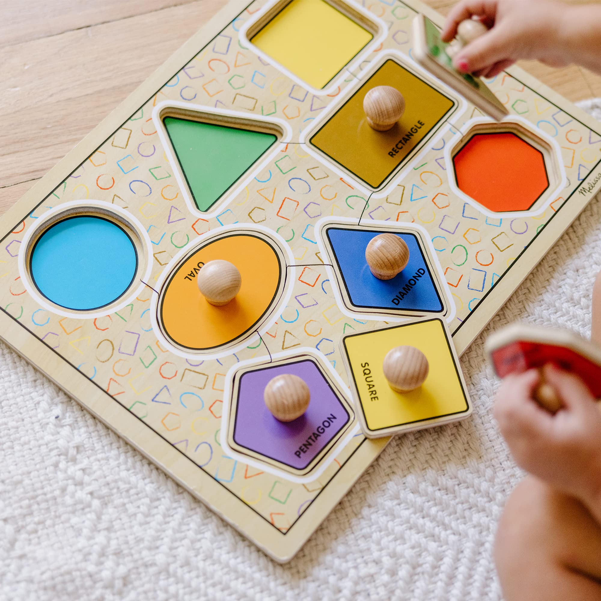 Melissa & Doug Jumbo Knob Wooden Puzzles - Shapes and Farm Animals - Chunky Baby Puzzles, Wooden Puzzles With Knobs For Toddlers Ages 1+