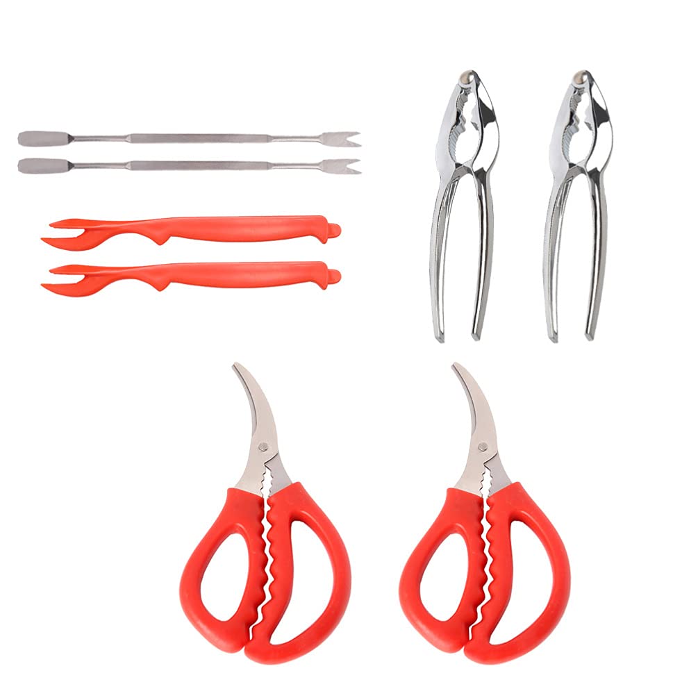 Hemoton 1 Set 8pcs Crab Eating Tool Lobster shellers Crab Leg Forks Lobster Picks Crab Tool Lobster Shell Opener Shrimp Lobster Utensils Seafood Utensils shelled Stainless Steel Appliance