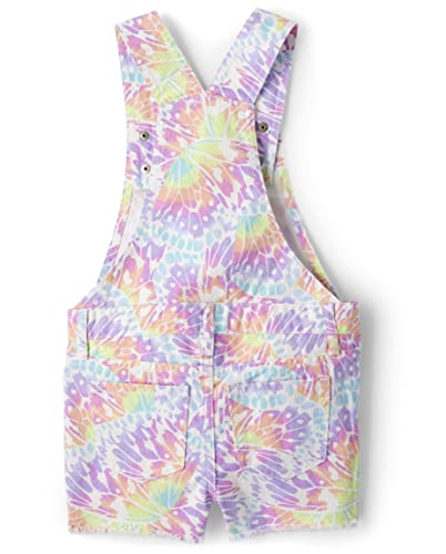 The Children's Place Girls' Denim Shortall Overalls, Rainbow Tie Dye, 8