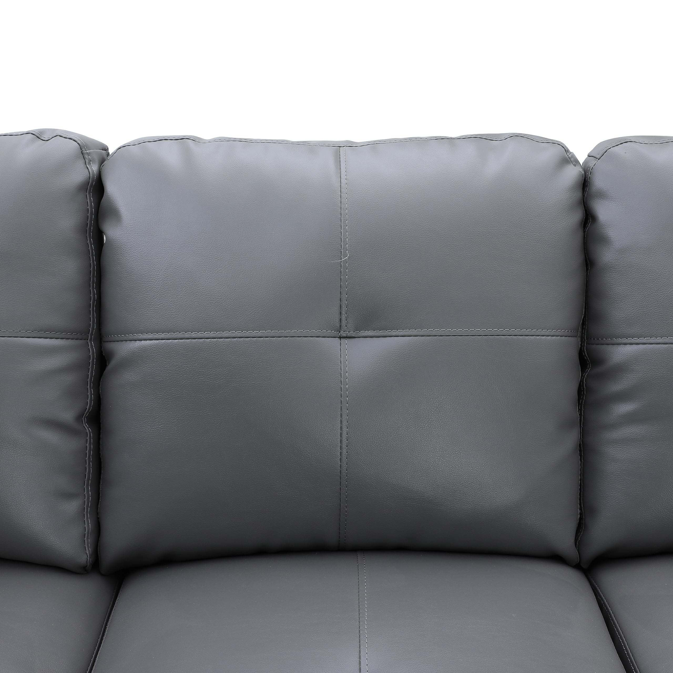 iLintek 97" Living Room Modern Sleeper Faux Leather L-Shape Modular Sectional Sofas Lounge Couch Comfy Upholstered Furniture Apartment, Studio, Office, Dark Grey
