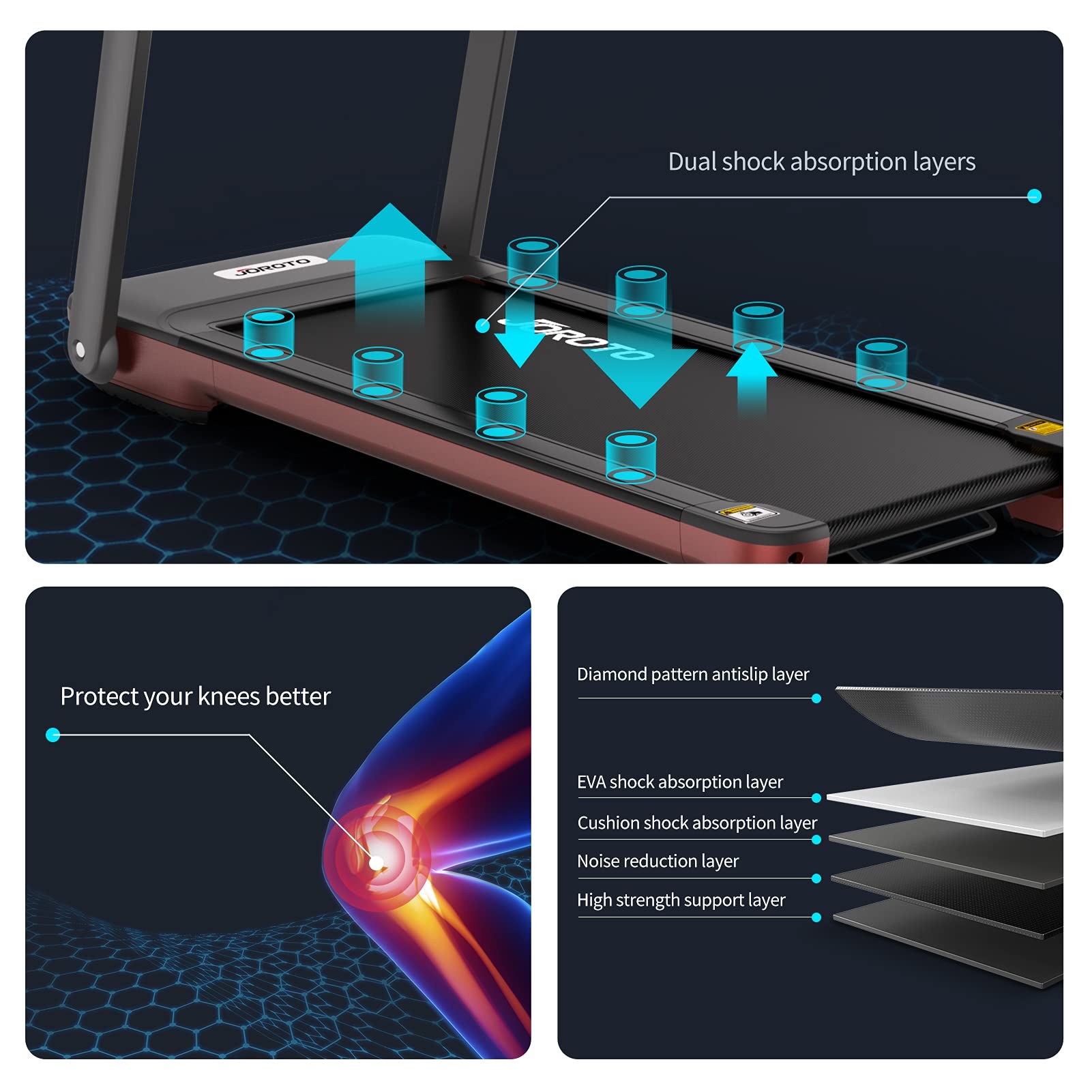 Folding Treadmill with Auto Incline Electric Running Machine Treadmills for Home with LCD Monitor 22" Wide Tread Belt (Fold Treadmills for Small Spaces Fit Under Bed)