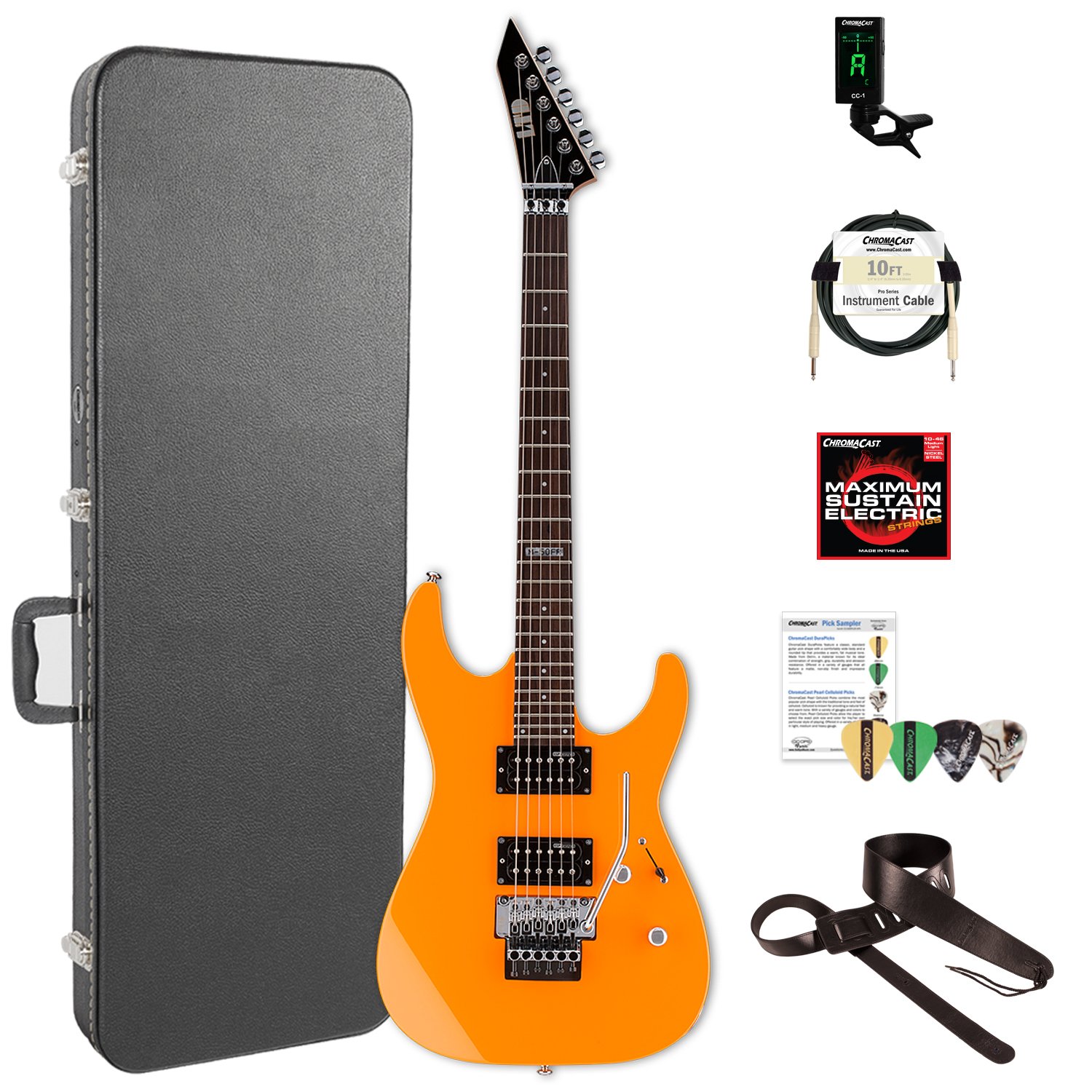 ESP LM50FRNOR-KIT-2 M Series M-50FR Electric Guitar, Neon Orange