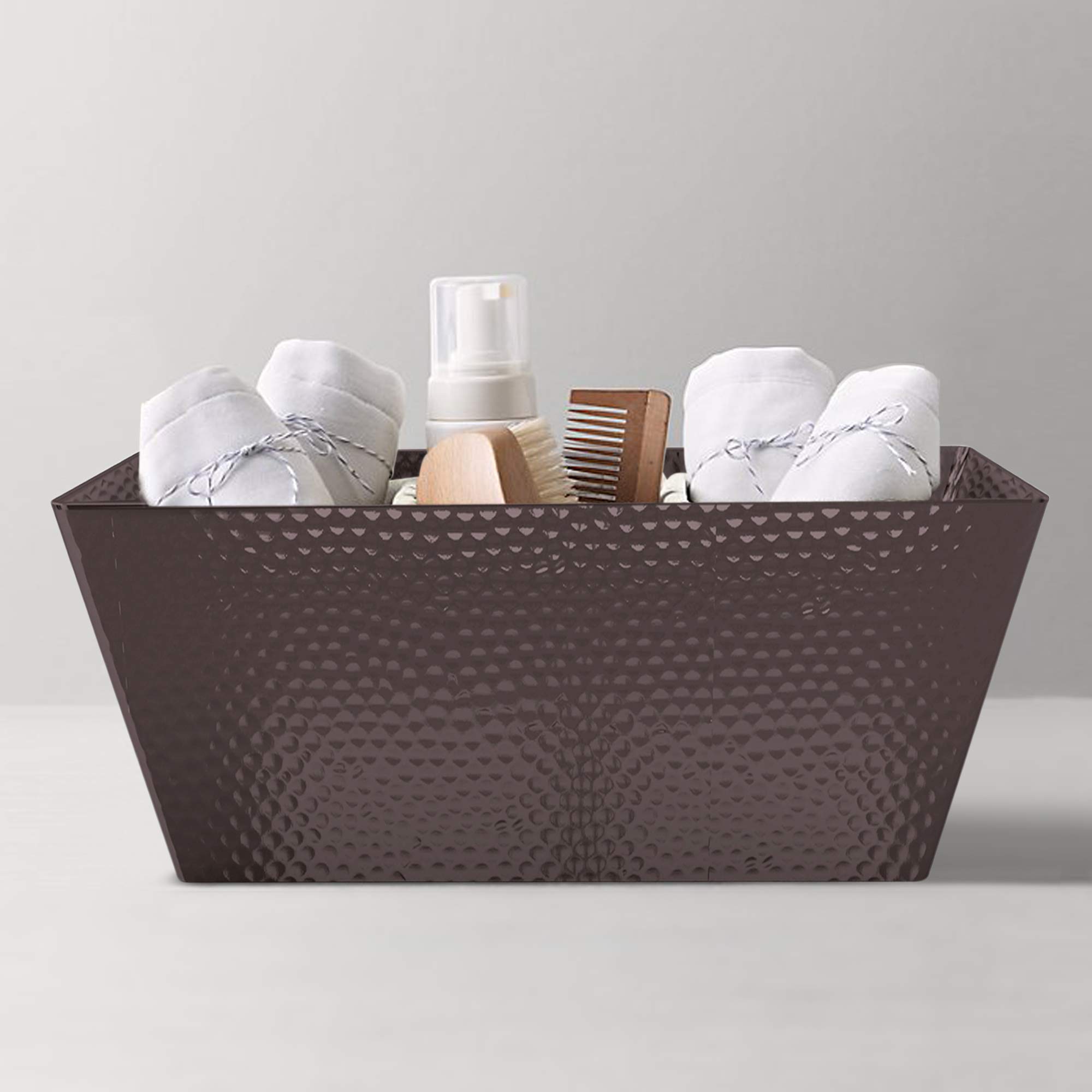 nu steel Oil Rubbed Bronze nusteel Hammered Metal Toilet Tank Tray, Bathroom Countertop Bin, Multipurpose Vanity, Cosmetics Organizer, Perfume Jewelry Makeup