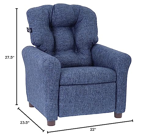 THE CREW FURNITURE Traditional Kids Recliner Chair, Toddler Ages 1-5 Years, Polyester Linen, Sapphire