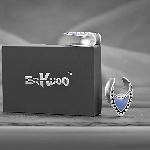 ERKUOO 2PCS Opening Saddle Ear Tunnels Retro Ear Gauges Double Flared Plugs Flesh Stretchers Piercing Earrings Expander 00g(10mm)