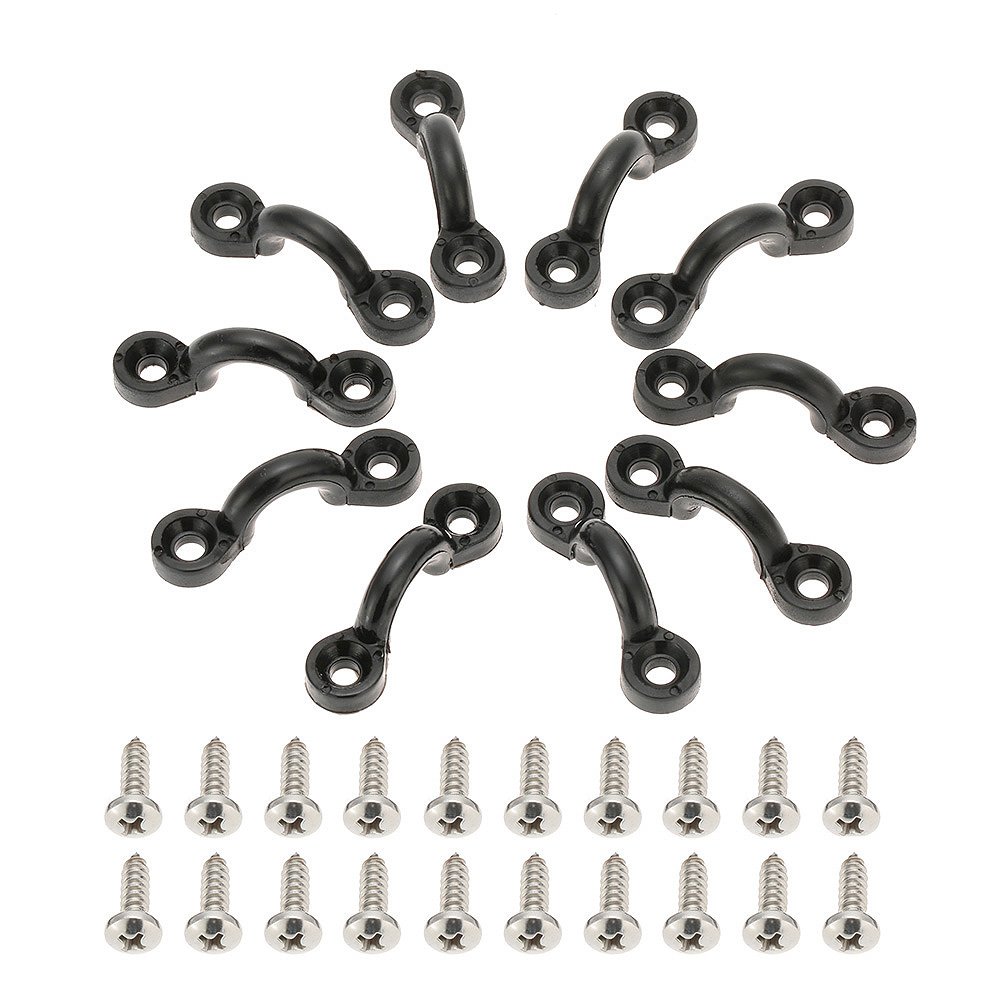 Doorslay 10pcs Nylon Bungee Deck Loops Tie Down Pad Eye with 20 Screws Kayak Hardware Kayak Pad Eye Kit for Kayaks, Canoes or Boats