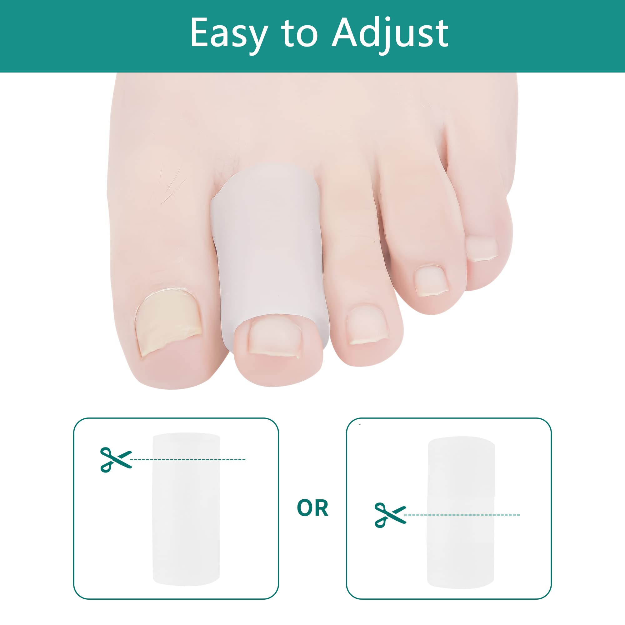 Hoogoo Gel Toe protectors Toe Sleeves Toe Covers Tube Pads 10 Pcs, Protect Middle Toes Relief Pain From Corns, Calluses, Sore, Bent, Stubbed Hammer Toes