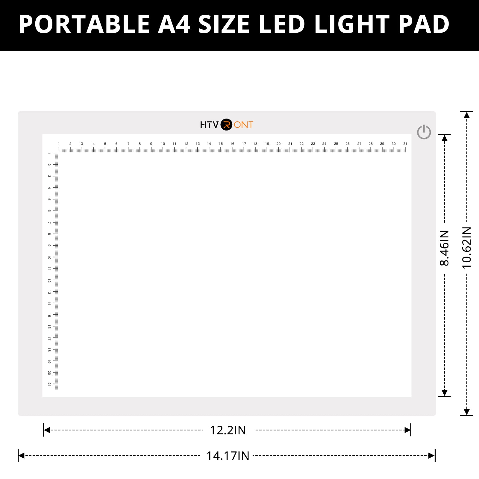 HTVRONT Portable A4 Led Bright Light Pad, Ultra-Thin & Adjustable Luminosity Light Board, USB Powered White Light Box for Tracing, Weeding Vinyl, Weeding Tool, Diamond Painting, Sketching