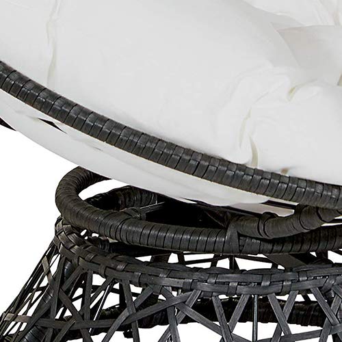 OSP Home Furnishings Wicker Papasan Chair with 360-Degree Swivel, 40†W x 36†D x 35.25†H, Grey Frame with White Cushion
