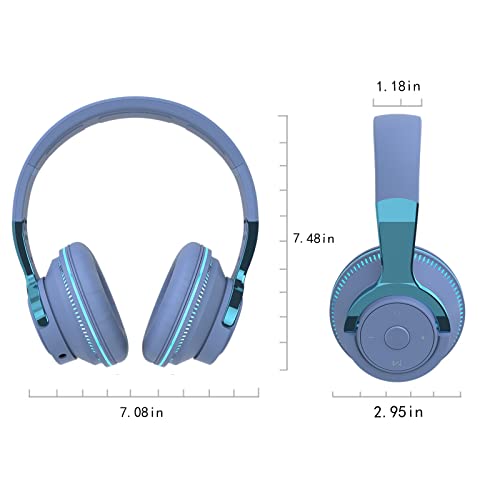 Lovskoo Bluetooth Headphones Over-Ear, Adjustable Wireless Headset with Mic, Noise Cancelling Headphones, Lightweight Head-Mounted Wireless Headphones with Deep Bass, Hi-Res Audio, Cool Stuff (Navy)