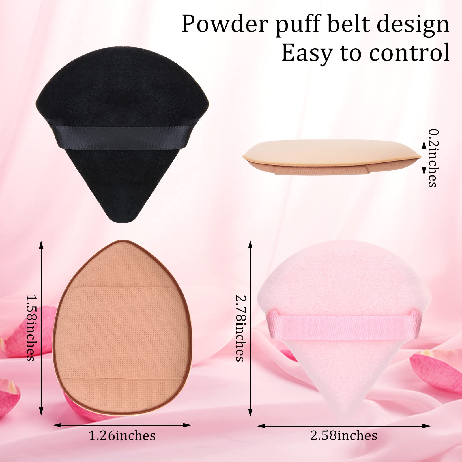 Jspupifip 16 Pieces Mini Powder Puff Bulk,Face Triangle Finger Makeup Puff Bulk Soft Beauty Face Setting Sponge Pack for Mineral Loose Powder Body Cosmetic Foundation Sponge Wet Dry Cosmetic Tool