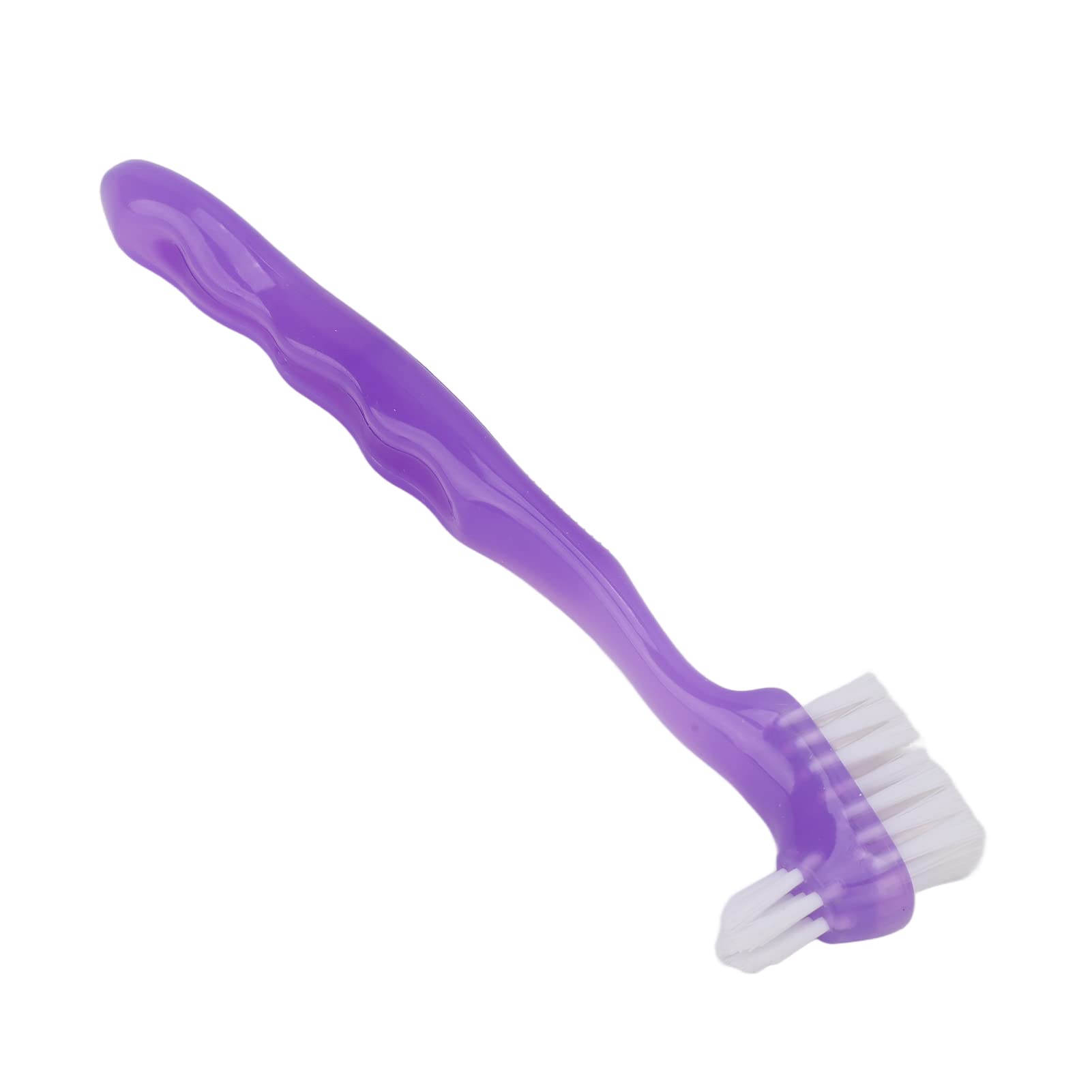 Denture Toothbrush, False Teeth Brush Soft Hair Double Sided Professional Safe for Home Travel for Elderly (Purple)