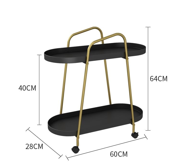 Rolling Cart Trolley Carts With Wheels Office 2 Tier Iron Rolling Cart With Wheels Living Room Sofa Side Home Balcony Movable Push Kitchen Storage Rack Cart Kitchen Utility Cart Dorm Room Essentials (