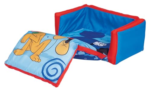 Mickey Mouse Kids Sofa Bed, Children 2-in-1 Flip Open Inflatable Comfy Couch to Lounger, Toddler Nap Mat, Over 4ft Long