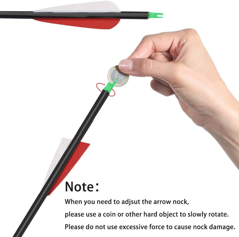 EROCK 32inch Carbon Archery Arrows, Spine 500 with Removable Tips, Hunting and Target Practice Arrows for Compound Bow and Recurve Bow, Pack of 12