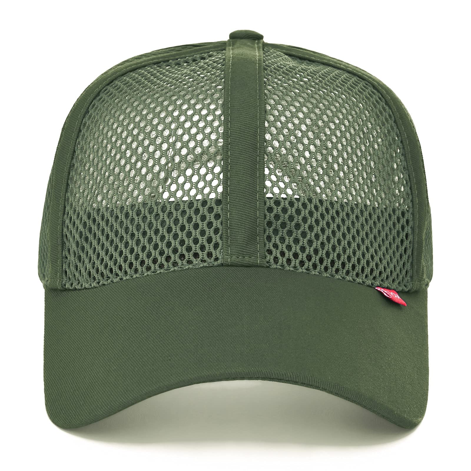 FEICUI Men Mesh Trucker Baseball Cap Hat Adjustable 6-Panel Hat Outdoor Sports Wear (Grey)