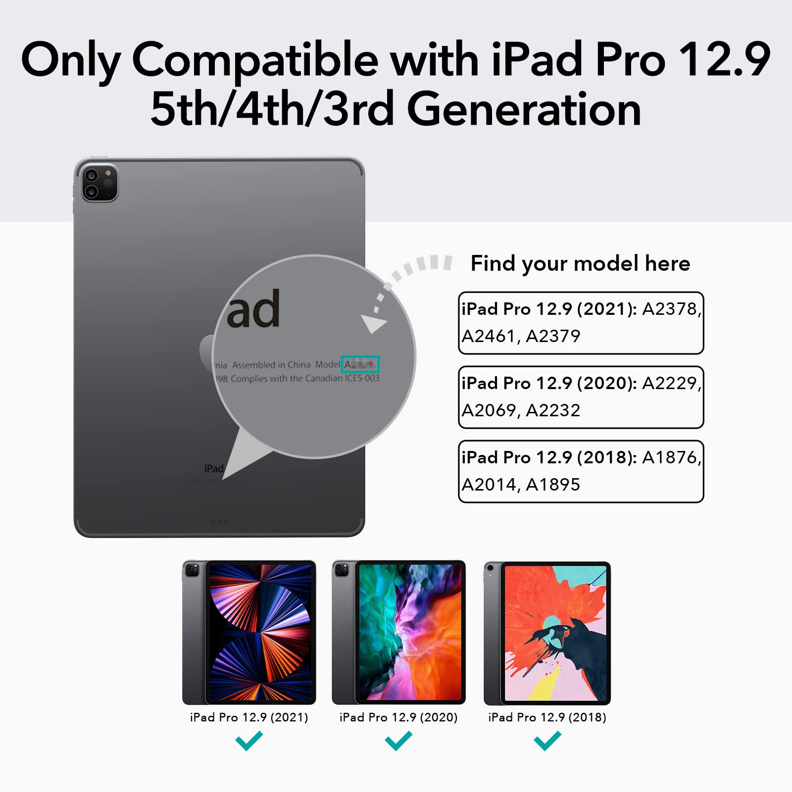 ESR Hybrid Case Compatible with iPad Pro 12.9 Inch 2021/2020/2018 (5th/4th/3rd Generation) with Pencil Holder, Detachable Magnetic Case, Hard PC Back Cover, Auto Sleep/Wake, Rebound Series, Green