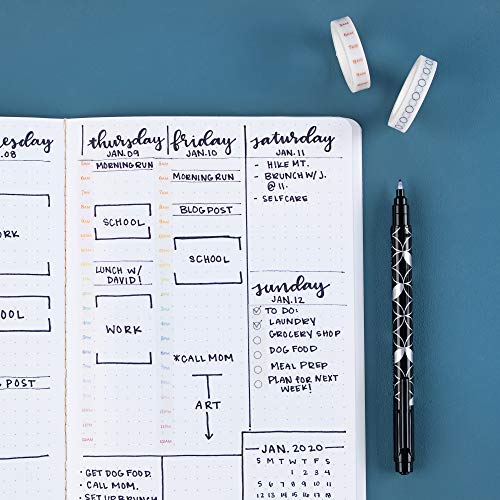 Erin Condren Designer Washi Tape Duo - Checklist and Hourly Layouts, 2 Rolls, 16 Feet Each. Decorative Adhesive Tape for Customizing Notebooks, Calendars, Agendas, and More