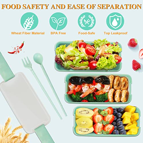 KUBYA Bento Lunch Box Set,Stackable Lunch Container Leak-Proof 3-In-1 Compartment With Ice Packs, Reusable Lunch Bag, Food Bags, Sauce Cups, Lunch Box Microwave Freezer Safe(GREY)