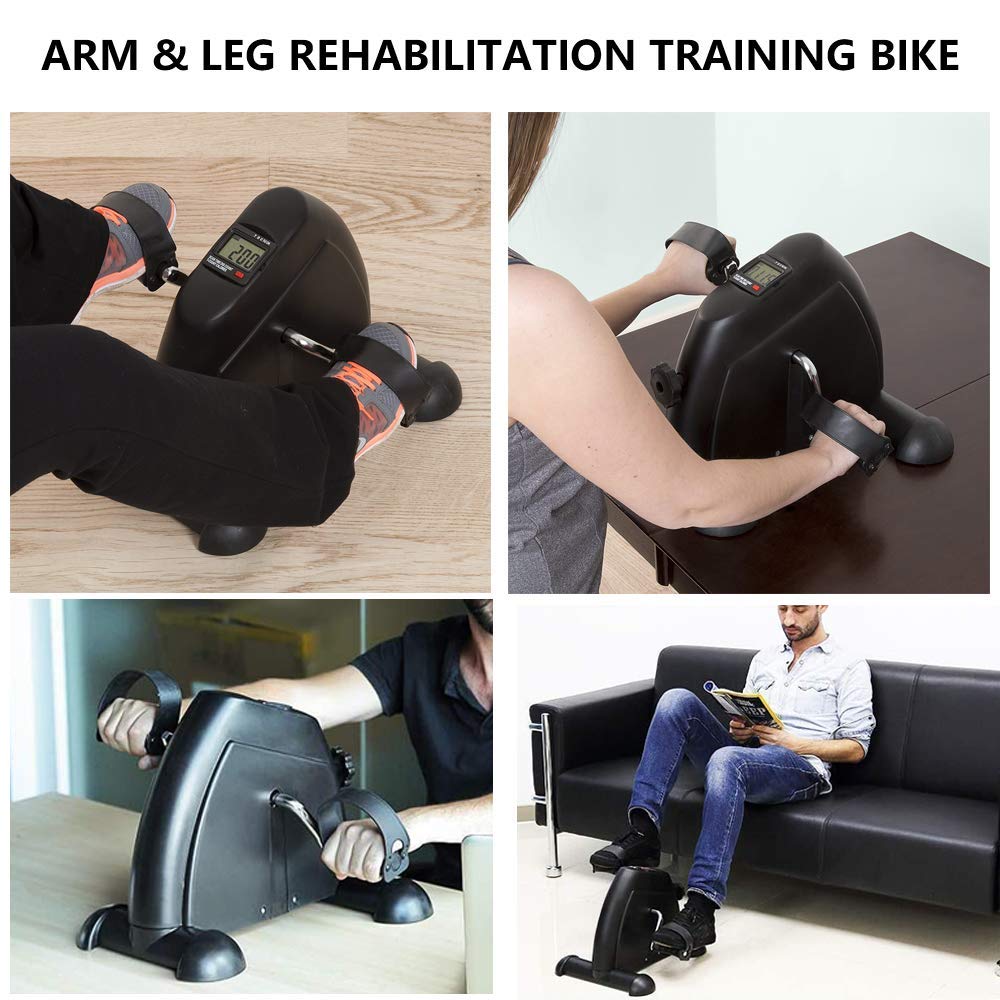 DECELI Under Desk Bike Pedal Exerciser - Portable Mini Exercise Bike for Arm/Leg Exercise, Mini Exercise Peddler with LCD Display(Black)