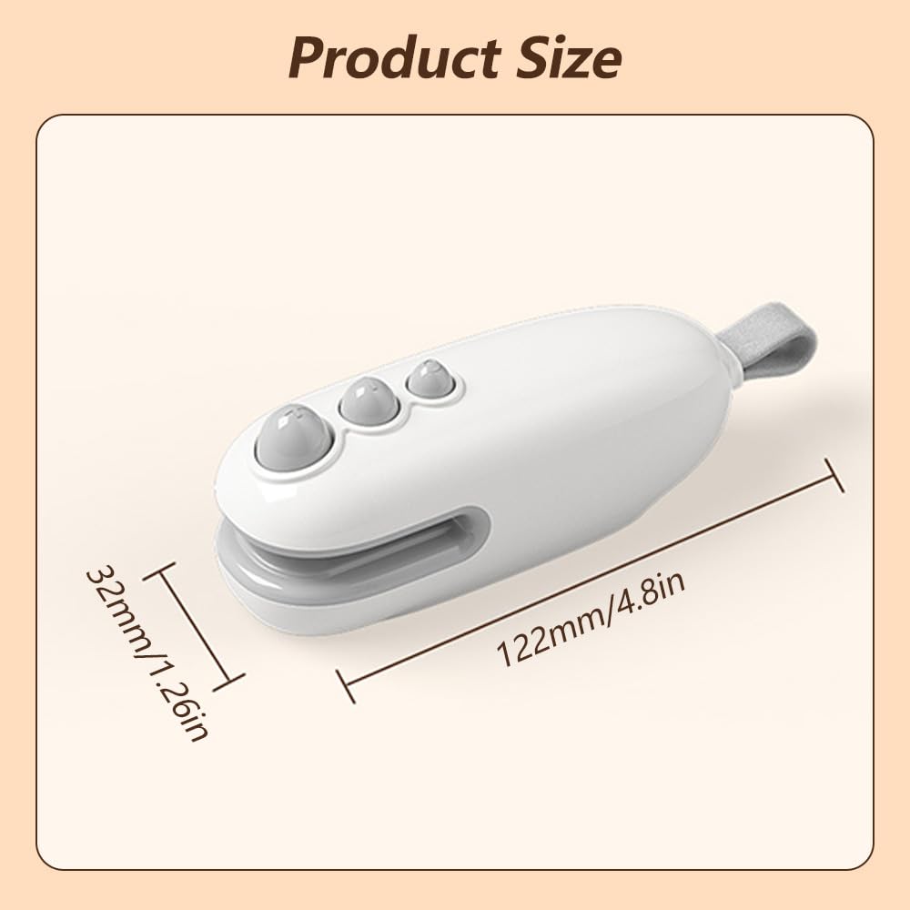 Mini Bag Sealer,Upgrade 2 in 1 USB Rechargeable Food Bag Sealer,Sealing Machine Heat Seal Tool,Portable Handheld Heat Vacuum Sealer for Plastic Bags Snack Bag (A-White)