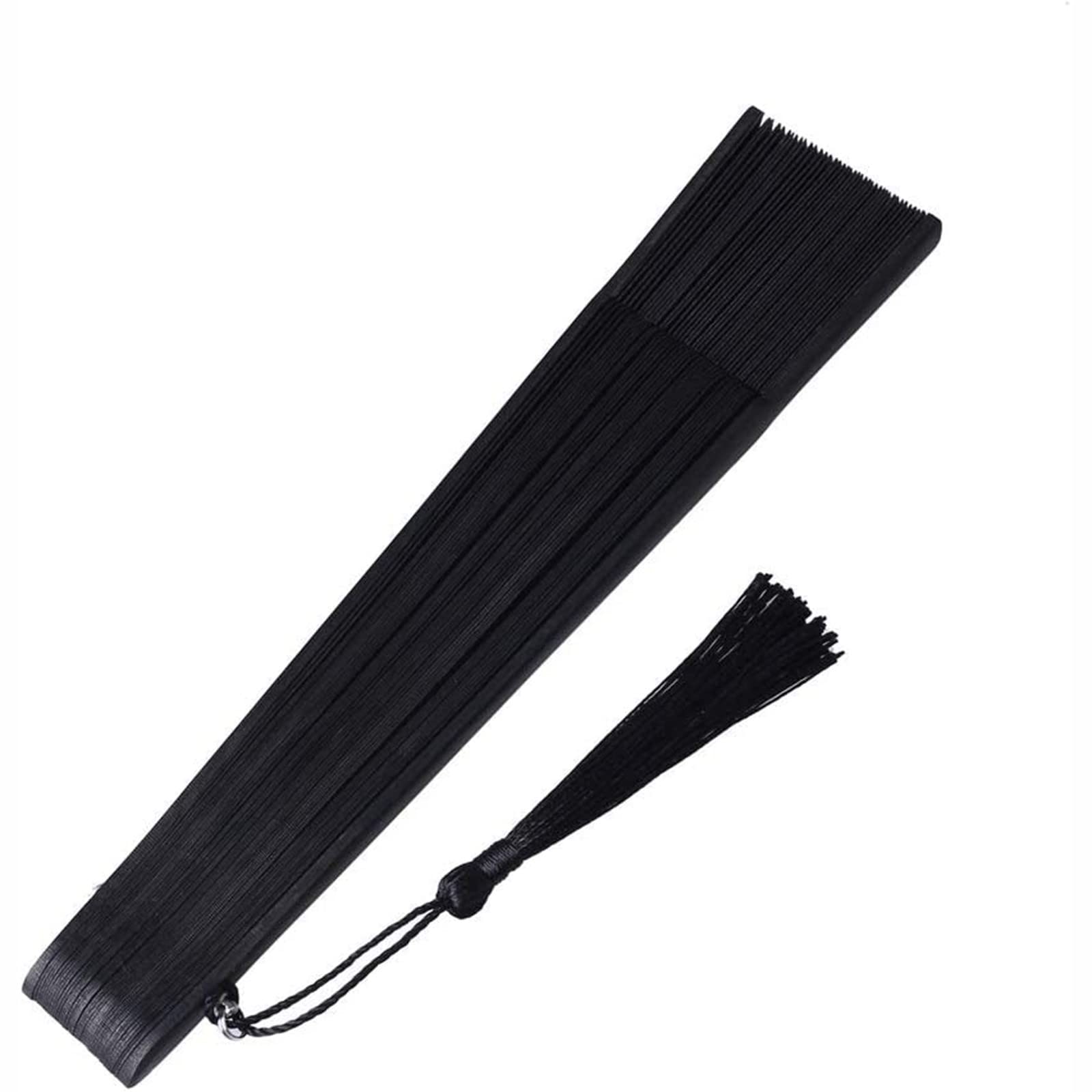 ERTUO Black Hand Fan Chinese Folding Fan Silk Fan Bamboo Fan Retro Women's Men's Suitable as Wedding Gift