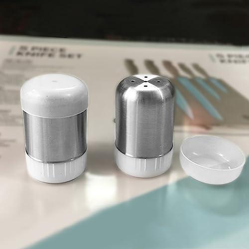 Stainless Steel Container 2PCS Salt and Pepper Shakers with Pour Holes Stainless Steel Dispenser Seasoning Bottles Condiment Jar for Kitchen Cooking Stainless Steel Containers