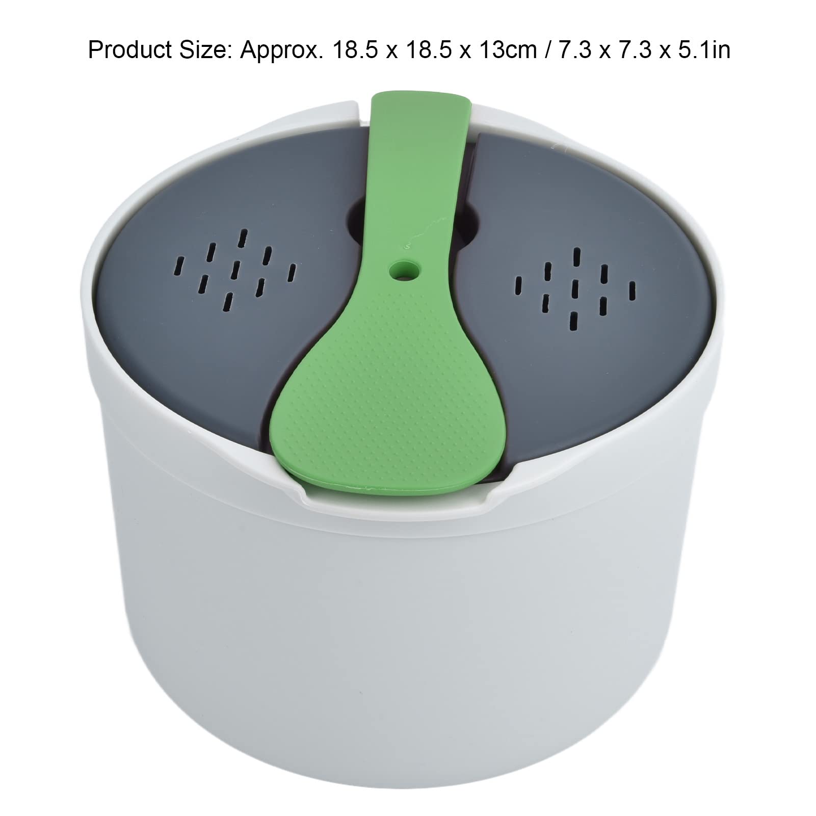Microwave Rice Cooker, 2l Microwave Pasta Cooker Microwave Pressure Steamer with Rice Spoon Lid Strainer Vegetable Steamer for Microwave Hot Rice(Green)