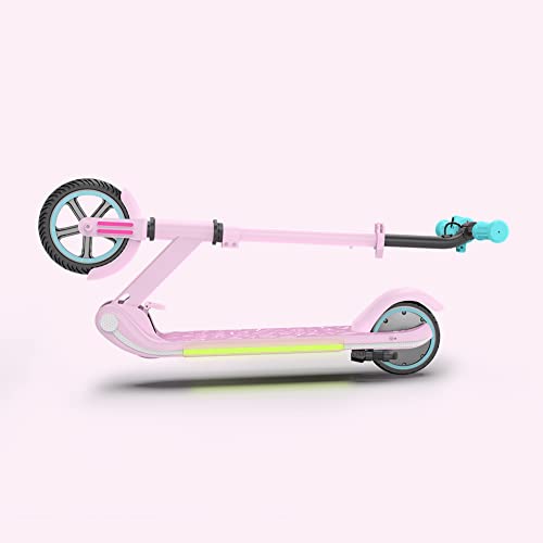 Qmwheel M2 Pro Kids Electric Scooter Smart LED Display, Adjustable Height,150W Motor 3-10mph Speed Limit, Colorful Deck Lights,Rear Foot Brake, Safety Electric Scooter for Kids Age 6-13.