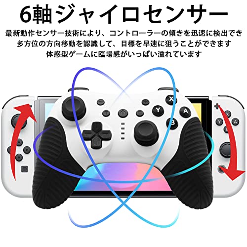 FONLAM Switch Controller Compatible with PC/iOS/Android, Wireless Gamepad for Nintendo Switch Lite/OLED, Game Controller Pro Controller Adjustable Turbo Function/Vibration, Ergonomic Non-Slip, Automatic&Manual Turbo Function, Switch Remote Gamepad Pro Con