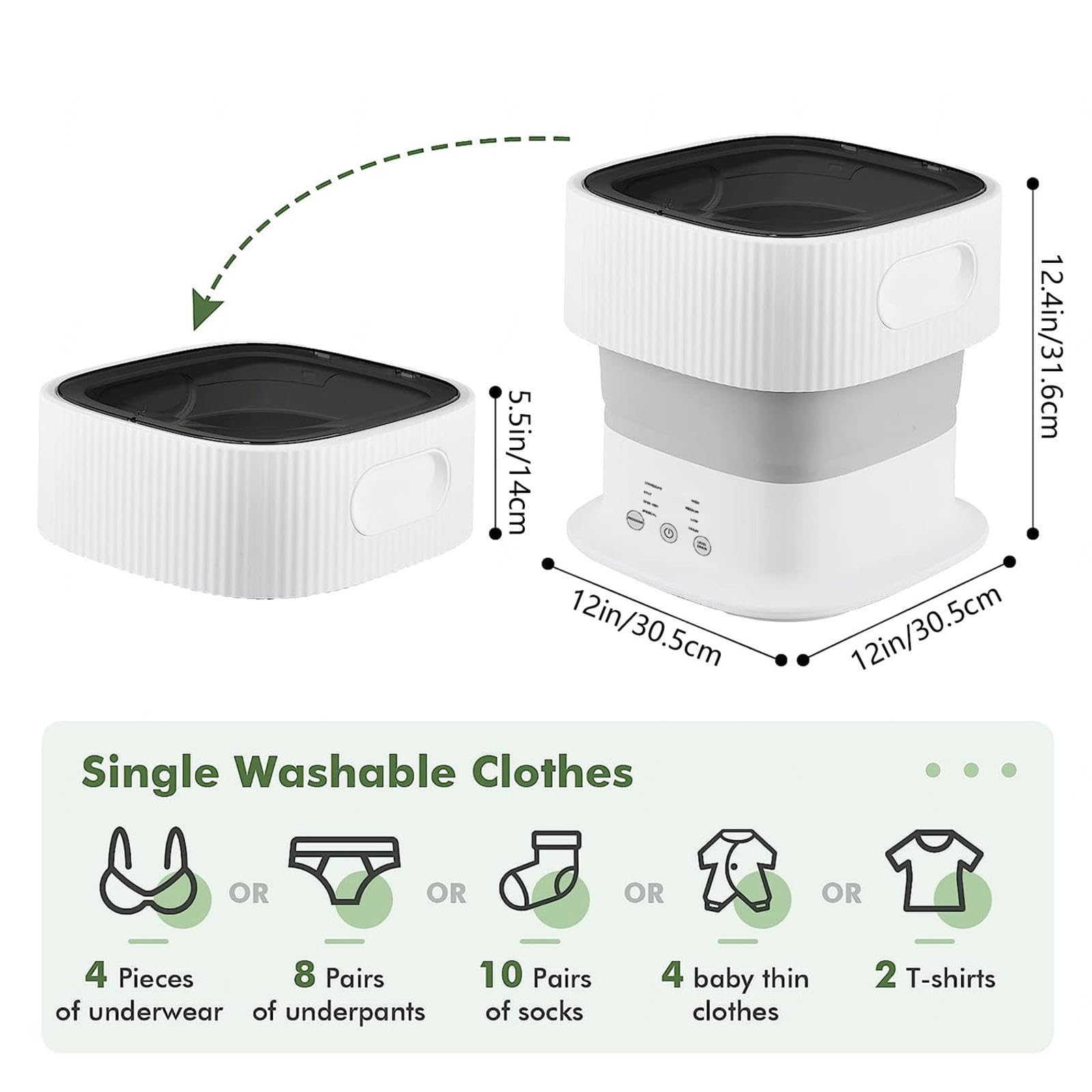 DIGBYS Mini Folding Washing Machine, Mini Washer Foldable 9L with 60w High Power, 350RPM, Clothes Washing Machines for Apartment,Laundry,Camping,Travel
