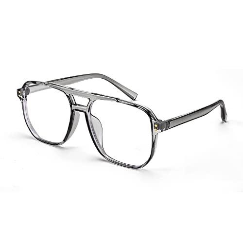 FEISEDY Blue Light Blocking Glasses Fake Nerd Clear Square Computer Lightweight Pilot Glasses Frame Oversized B2866
