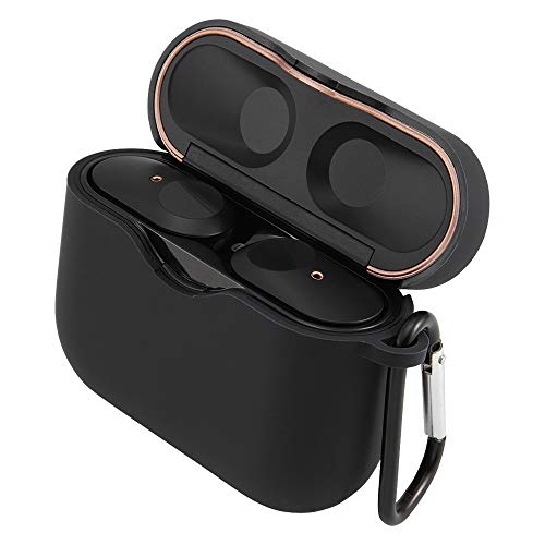 Digital Alchemist Sony Wireless Noise Cancelling Stereo Headset WF-1000XM3 Shockproof Silicone Case with Carabiner Black DT-SF1XM3C1/B