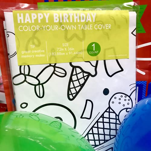 Huge Birthday Coloring Banner - 36 x 72 Inches Giant Paper Coloring Poster Paper Tablecloth for Kids Parties